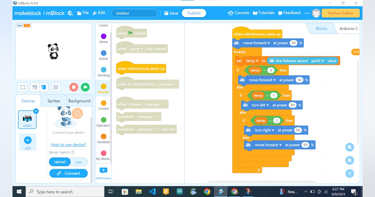 Line follower project "mBot"